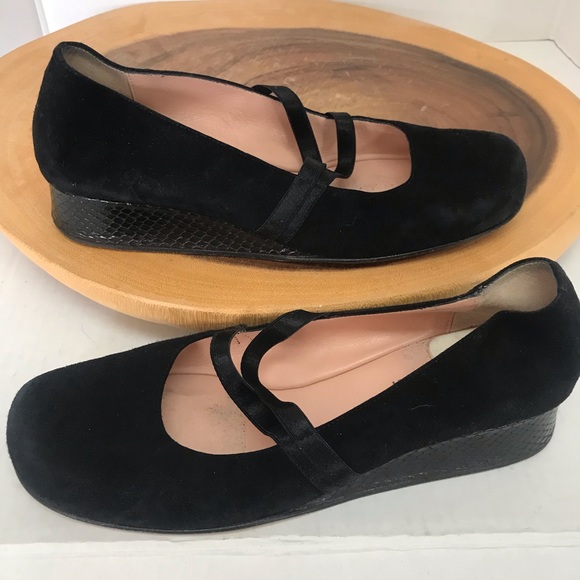 Anyi Lu | Shoes | Anyi Lu Suede Mary Janes With Mini Snakeskin Wedge | Poshmark
